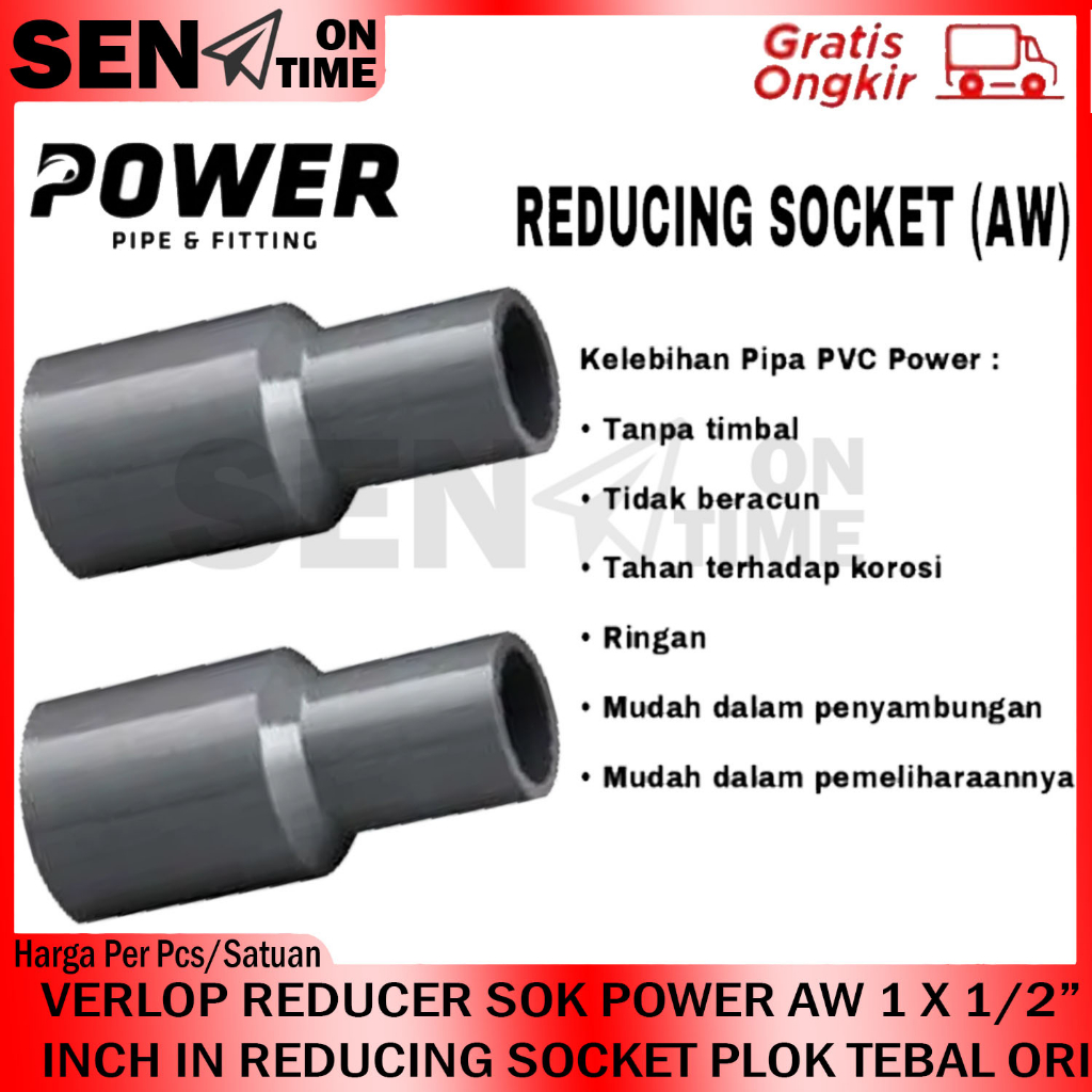 Jual REDUCING SOCKET REDUCER SOK POWER 1 x 1/2" INCH AW VERLOP VLOK PLOK SOCK PLOKSOK VLOKSOK ...