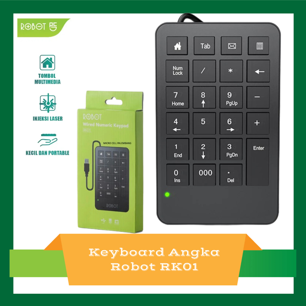 Jual Keyboard Angka Wired Numeric Keypad Black Robot RK01 | Shopee ...