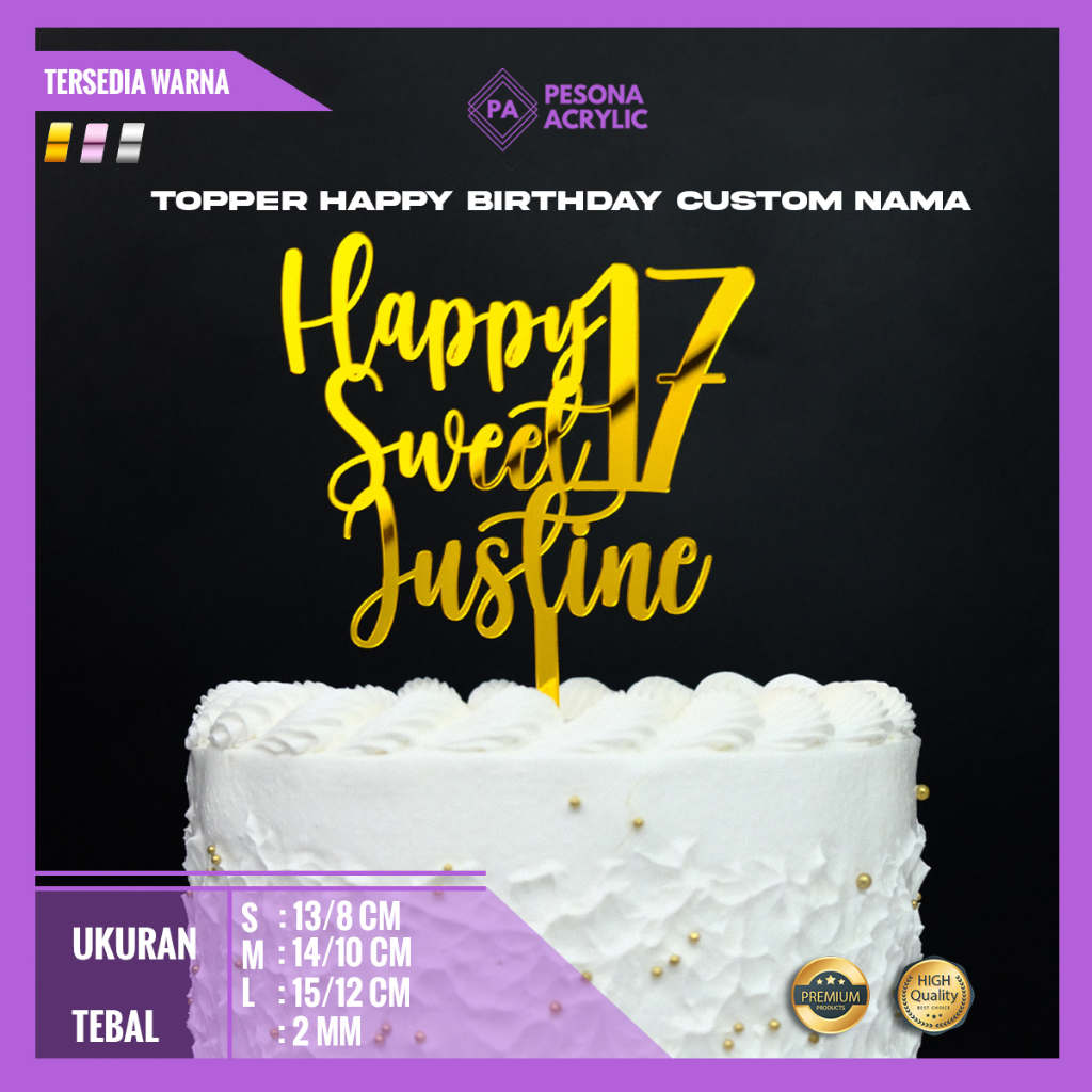 Jual Topper Cake Custom Nama/Topper Cake Gold Mirror/Topper Cake Custom ...