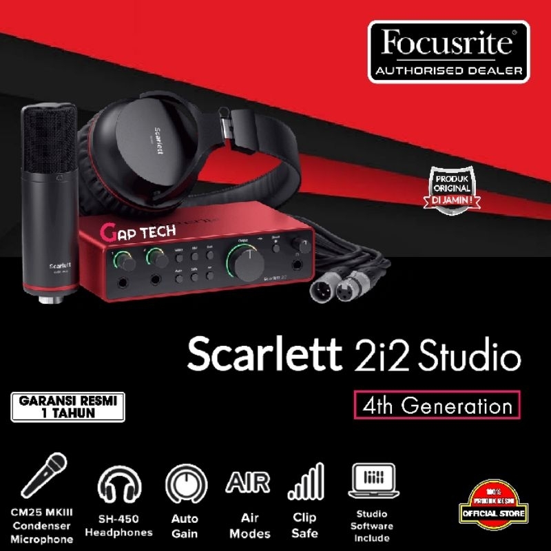 Jual Focusrite Scarlett 2i2 Studio 4th Gen / Gen 4 USB Audio Interface / Soundcard Original ...