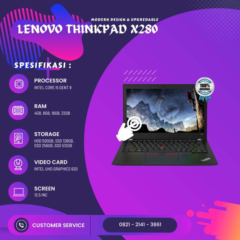 Jual Lenovo ThinkPad X280 TOUCHSCREEN Core i5 Gent 8 Ram 8Gb SSD 512Gb ...