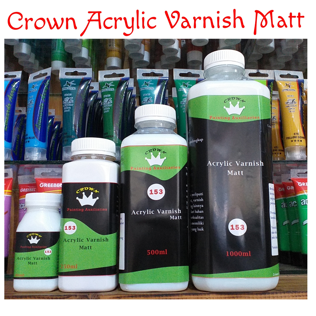 Jual Crown Acrylic Varnish Matt/Doff Pelindung Lukisan Cat Acrylic Isi ...
