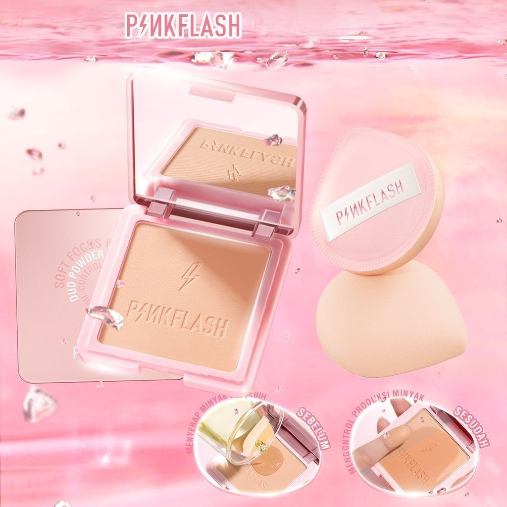 Jual PINKFLASH PF-F17 TWO WAY CAKE PRESSED POWDER UV PROTECTION HIGH ...