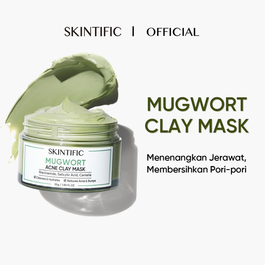 Jual SKINTIFIC MUGWORT ACNE CLAY MASK 55GR | Shopee Indonesia