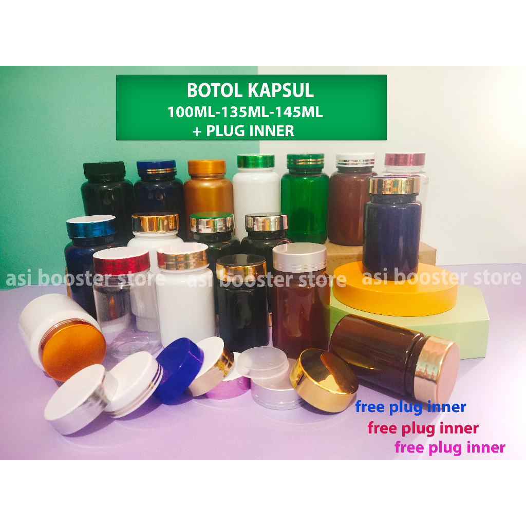 Jual Botol Kapsul isi 30-60-100 Obat / 100ml / 135ml / 145ml / Putih ...