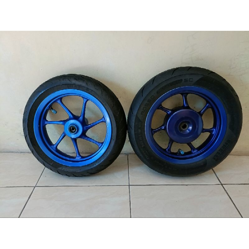 Jual Velg+Ban Scoopy Ring 12 sepasang depan belakang Ori bawaan pabrik ...
