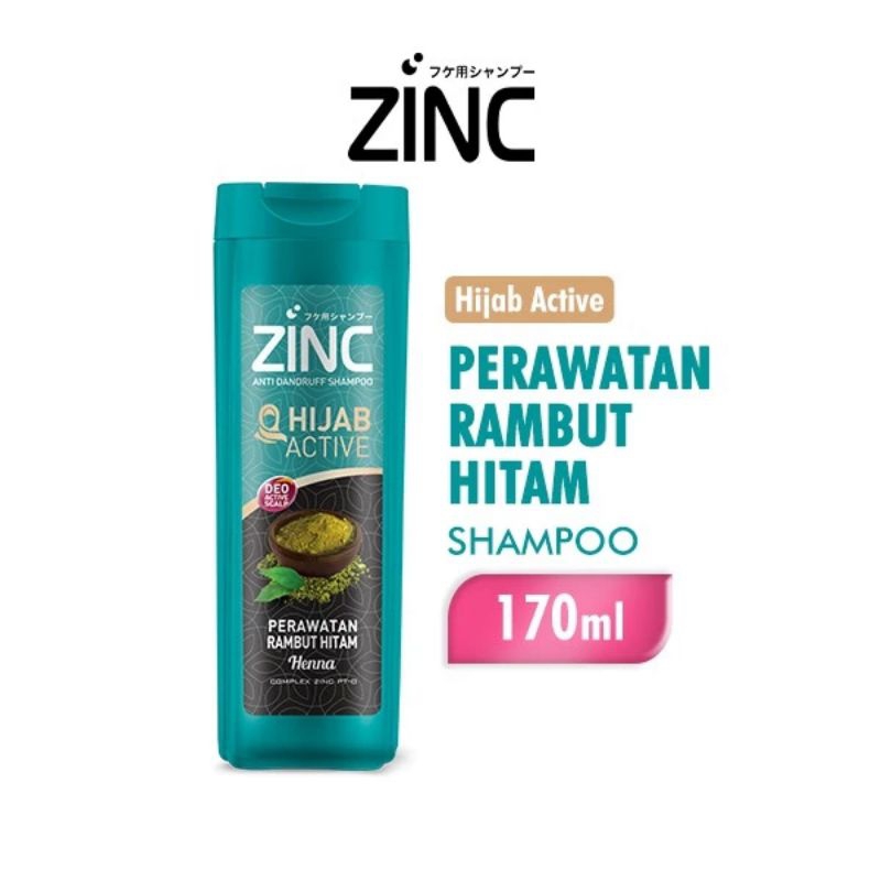 Jual ZINC SHAMPOO HIJAB ACTIVE PERAWATAN RAMBUT HITAM 170ML | Shopee ...