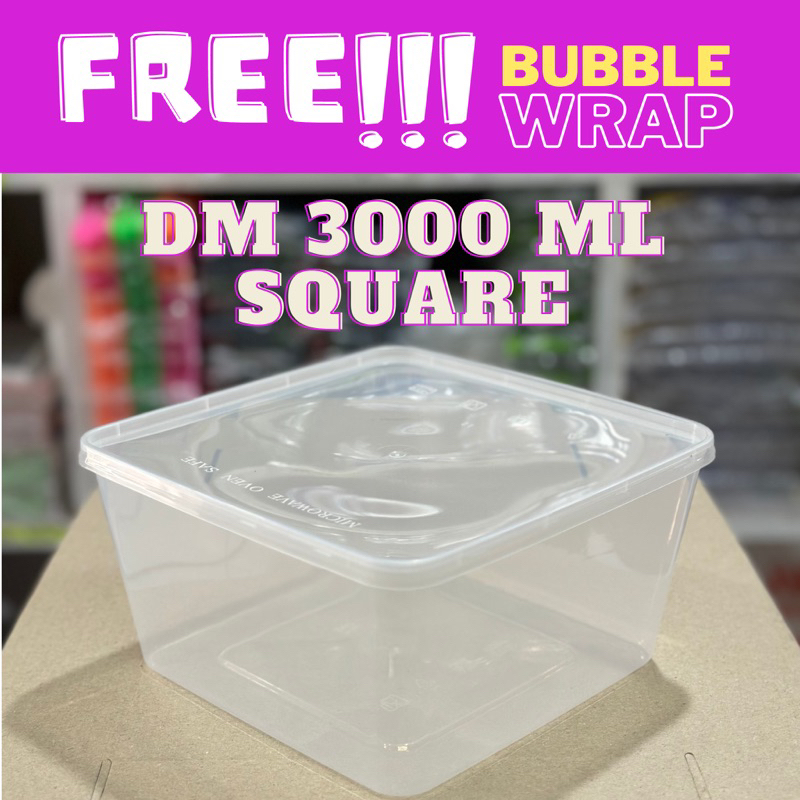 Jual THINWALL KOTAK PLASTIK DM 3000 ML SQ - PCS | Kotak plasti ...