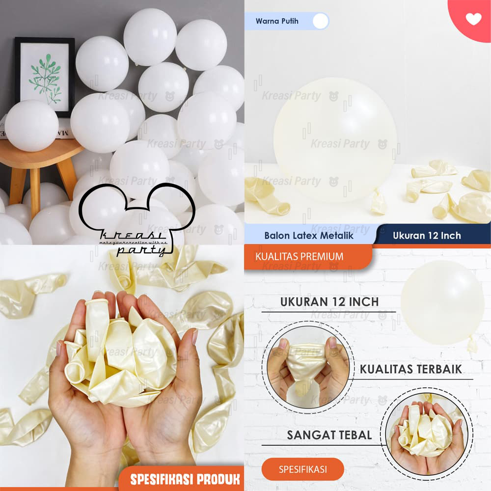 Jual ECER Balon Metalik Putih / Balon Latex / Balon Metalik / Balon ...