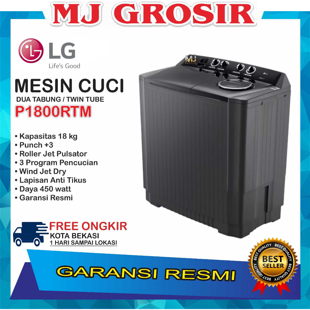 Jual MESIN CUCI LG P 1800 RTM 18KG 2 TABUNG P1800RTM KAPASITAS BESAR ...