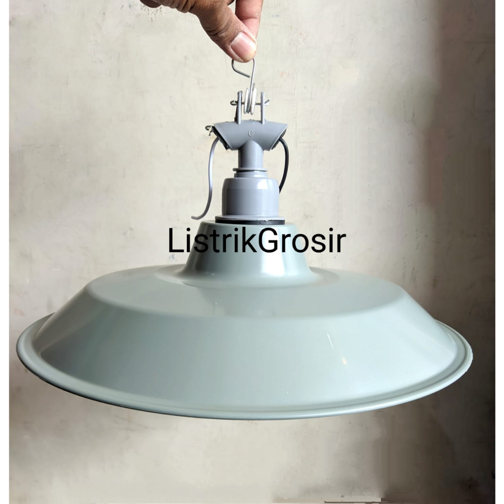 Jual ABU Satu Set KAP LAMPU JALAN PVC KAP WD + FITTING GANTUNG KERAMIK uk 31cm ABU | Shopee ...