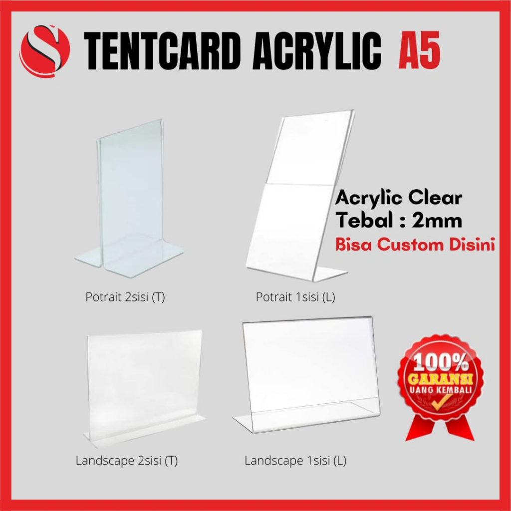 Jual Akrilik A5 / Tend Card A5 / Tend Card Akrilik A5 / Sign Card A5 ...