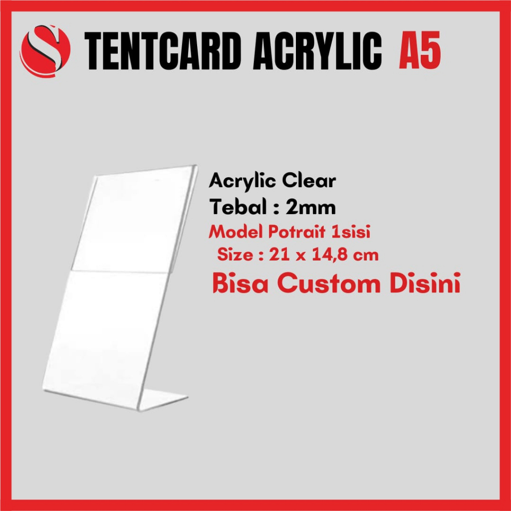 Jual Akrilik A5 / Tend Card A5 / Tend Card Akrilik A5 / Sign Card A5 ...