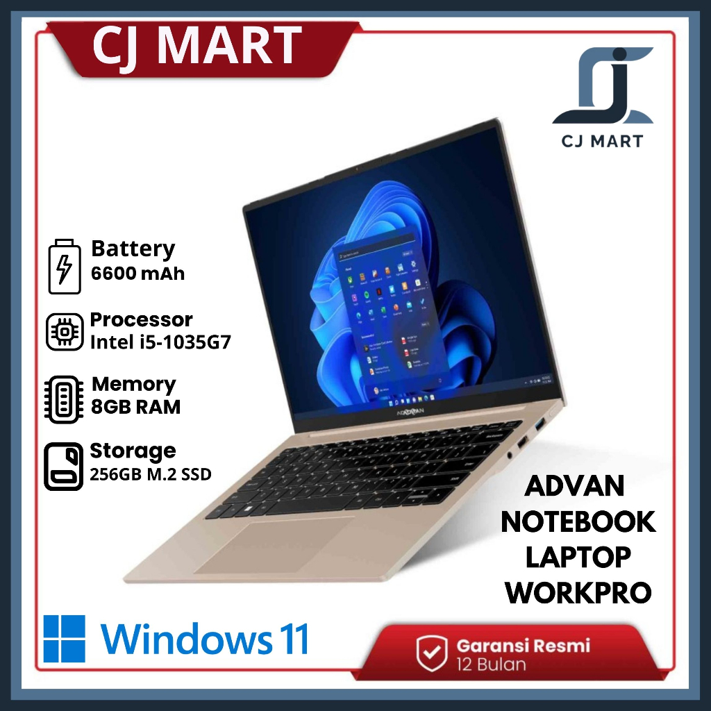 Jual ADVAN Notebook Laptop Workpro Intel I5 14'' FHD IPS 8GB 256GB Win ...