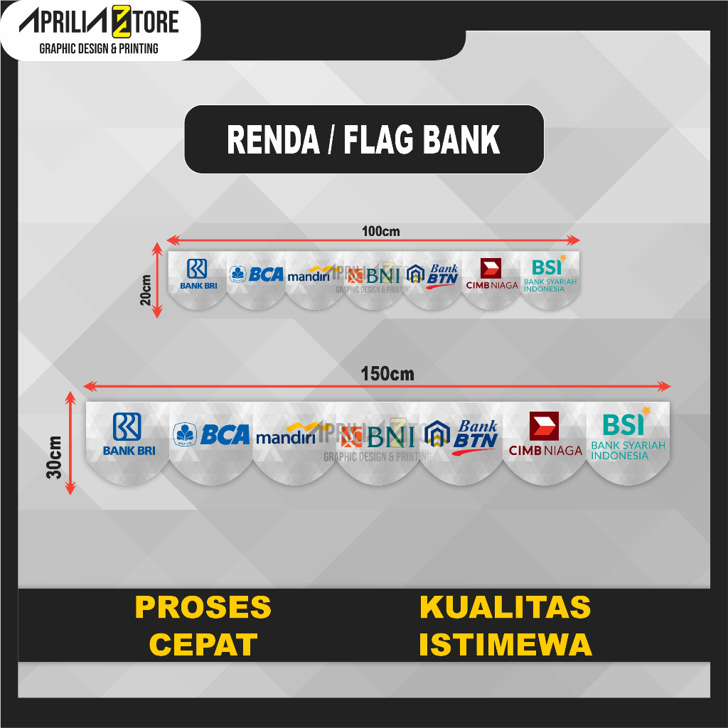 Jual Spanduk Hiasan Konter Toko / Banner Renda Bank Flag Bank Custom | Shopee Indonesia