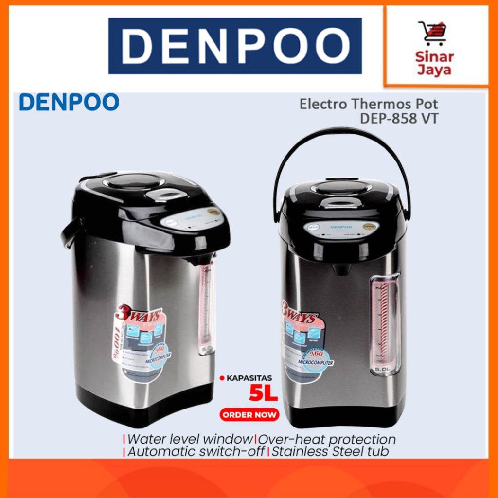 Jual DENPOO DEP-858 VT Electro Pot / Termos Listrik 5 Liter | Shopee ...