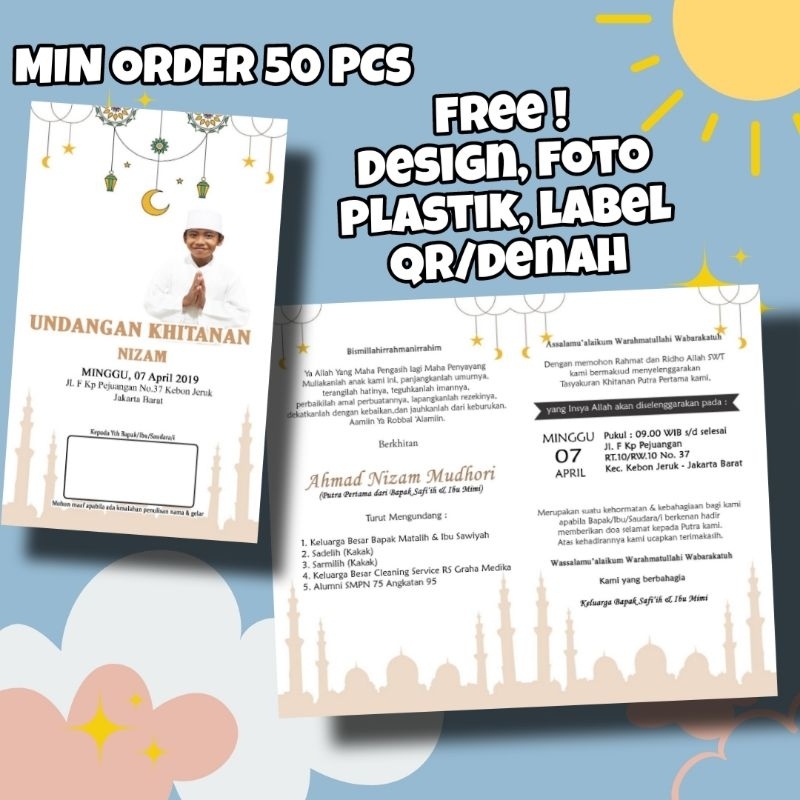 Jual CETAK Undangan tasyakuran khitan sunatan terbaru, free design foto ...
