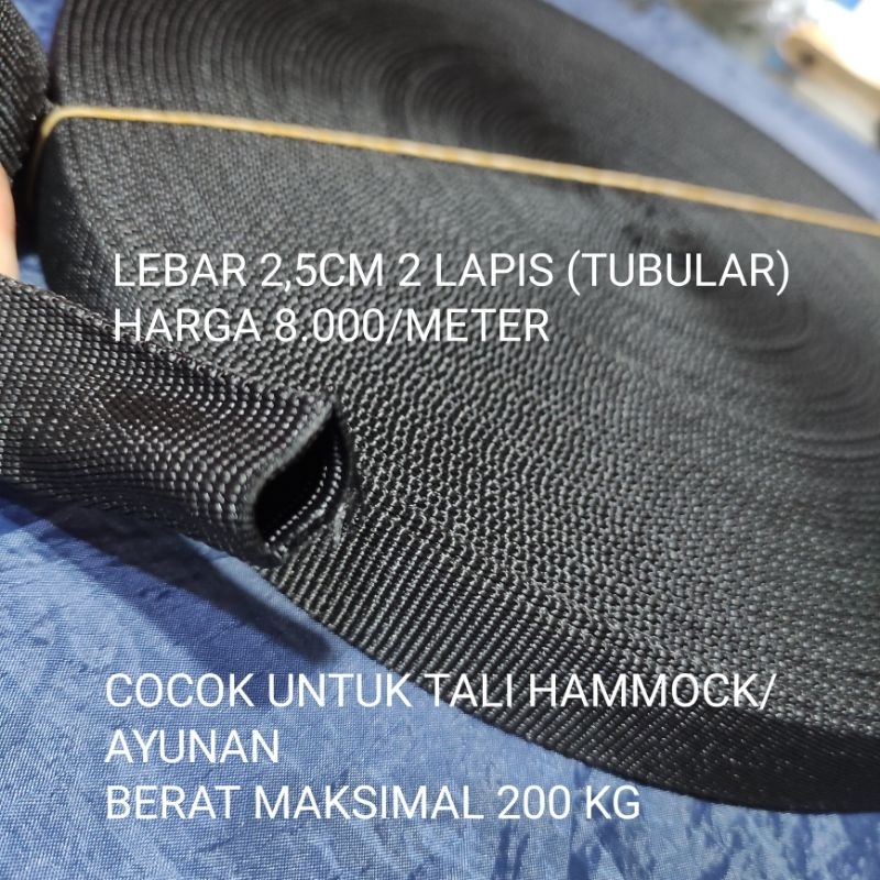 Jual TALI WEBING WEBBING TUBULAR 2 LAPIS TAHAN 200 KG TALI HAMMOCK ...