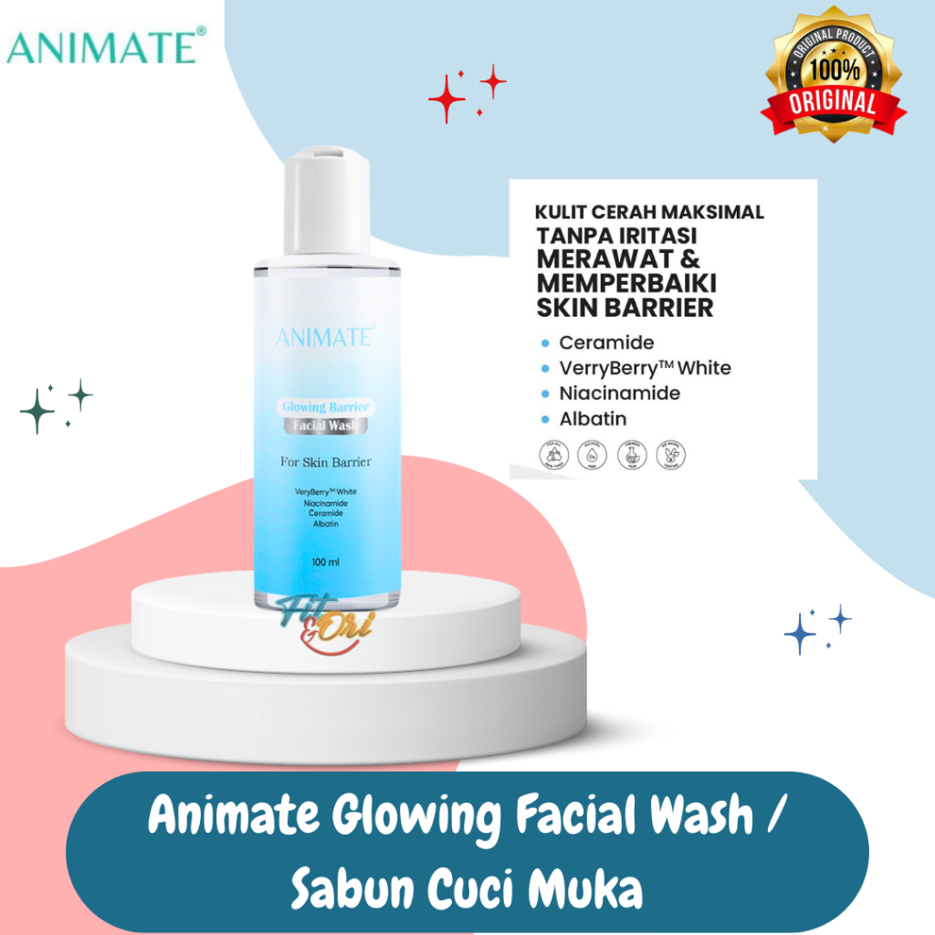 Jual Animate Glowing Barrier Facial Wash 100 ml Original / Sabun Cuci ...
