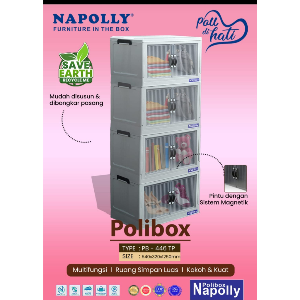 Jual CONTAINER BOX LIPAT LEMARI SUSUN PLASTIK SERBAGUNA POLIBOX NAPOLLY ...
