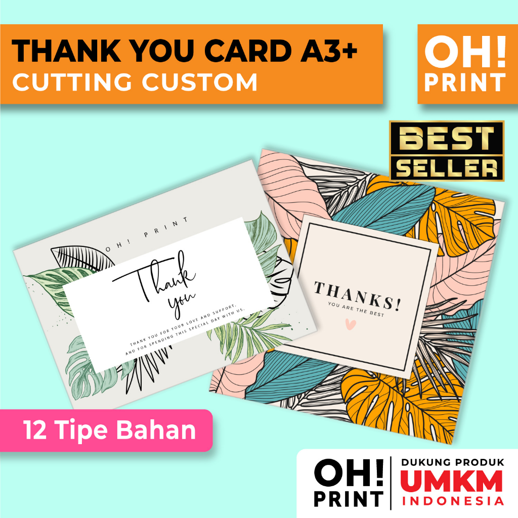 Jual Cetak Thank You Card Custom - Kartu Ucapan Custom Cut A3+ | Shopee Indonesia