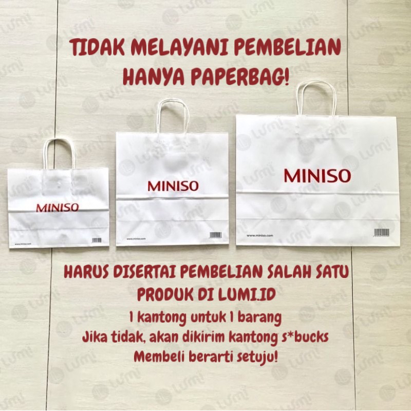 Jual Kantong paperbag miniso Merah (TIDAK MELAYANI ORDERAN HANYA PAPER ...