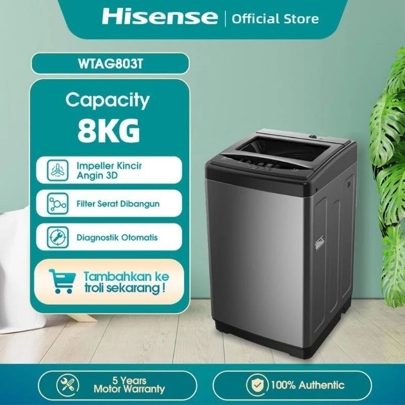 Jual HISENSE - Top Loading 1 Tabung 8kg Washing Machine WTAG803T ...