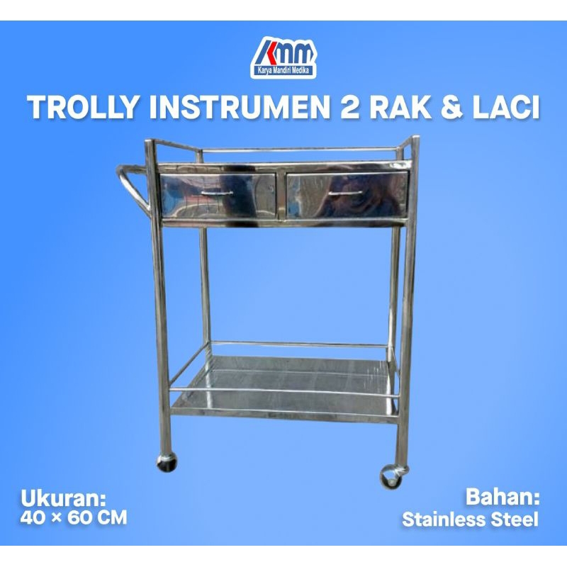 Jual Meja Instrumen 2 Susun - Trolly Instrumen 2 Laci ( Stainless ...
