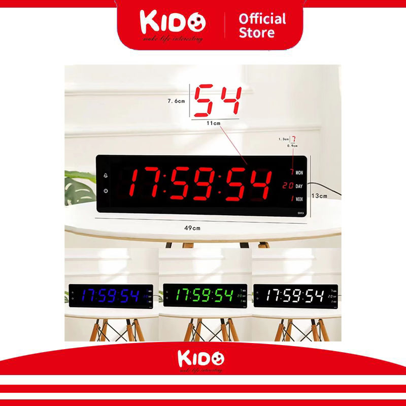 Jual Jam digital Dinding & Meja Clock LED Merah /Hijau /Putih 50×13CM ...