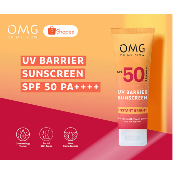 Jual OMG OH MY GLOW UV Barrier Sunscreen SPF 50 PA++++ 25 ml | Shopee ...