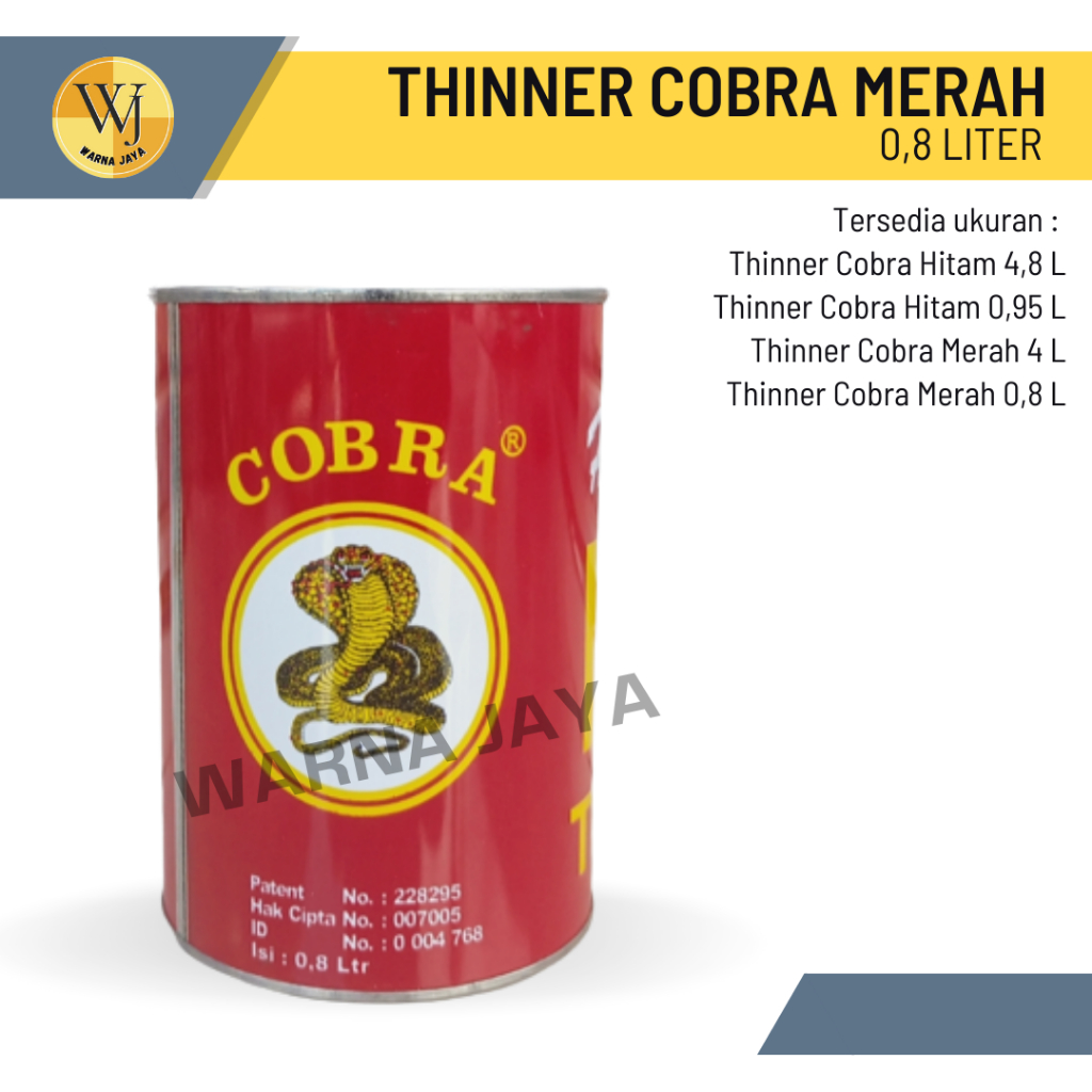 Jual Thinner Cobra Merah ND 1L / Thiner Tiner Pengencer Cat 0,8 Liter ...