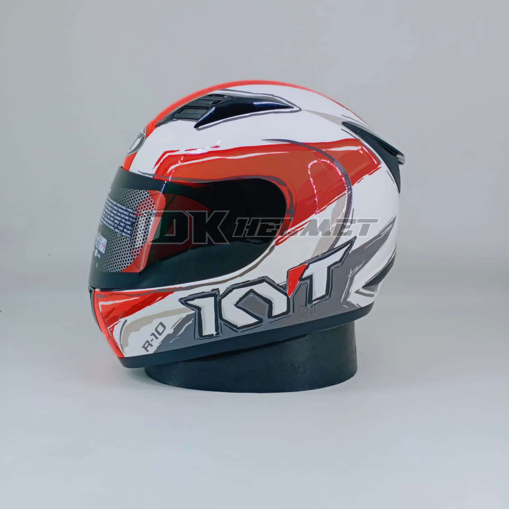 Jual Helm Full Face KYT R10 Seri 6 Motif #6 White Red Warna Merah Putih ...