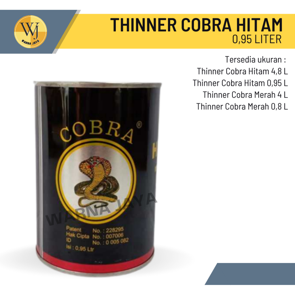Jual Thinner Cobra Hitam HG 1L / Tiner Thiner Pengencer Cat 0,95 Liter ...