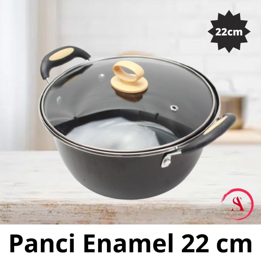 Jual Panci Enamel stainless Soup Pot Ukuran 22cm | Shopee Indonesia