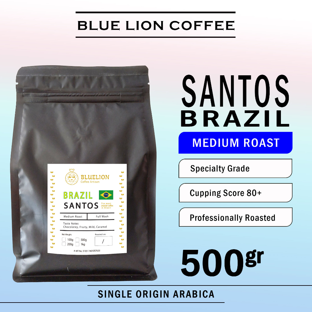 Jual Blue Lion Coffee Santos 500 gram Medium Roast Biji Kopi Bubuk ...