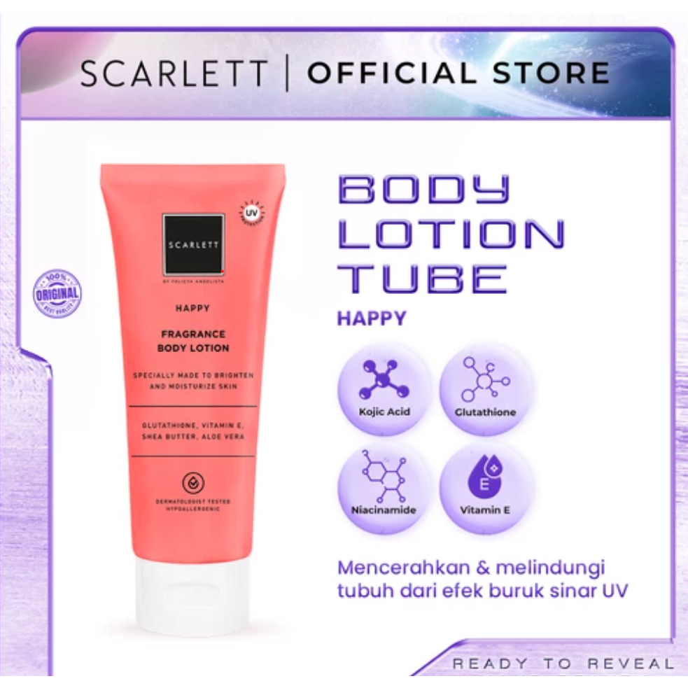 Jual Scarlett Whitening Body Lotion Happy Tube 180gr | Shopee Indonesia