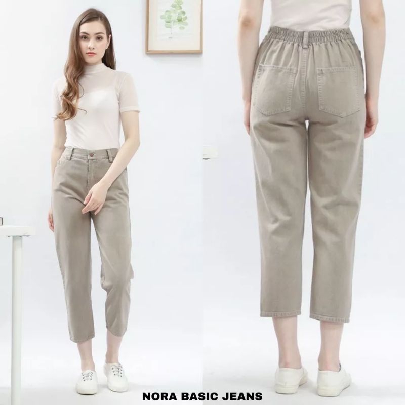 Jual NORA BASIC JEANS WANITA/celana boyfriend jeans wanita basic polos | Shopee Indonesia