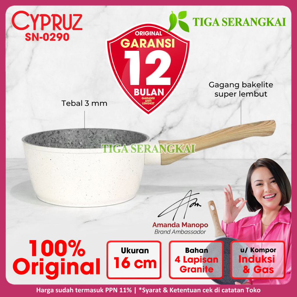 Jual Cypruz Sauce Pan Panci Susu 16 cm White Granite SN0290 SN-0290 ...