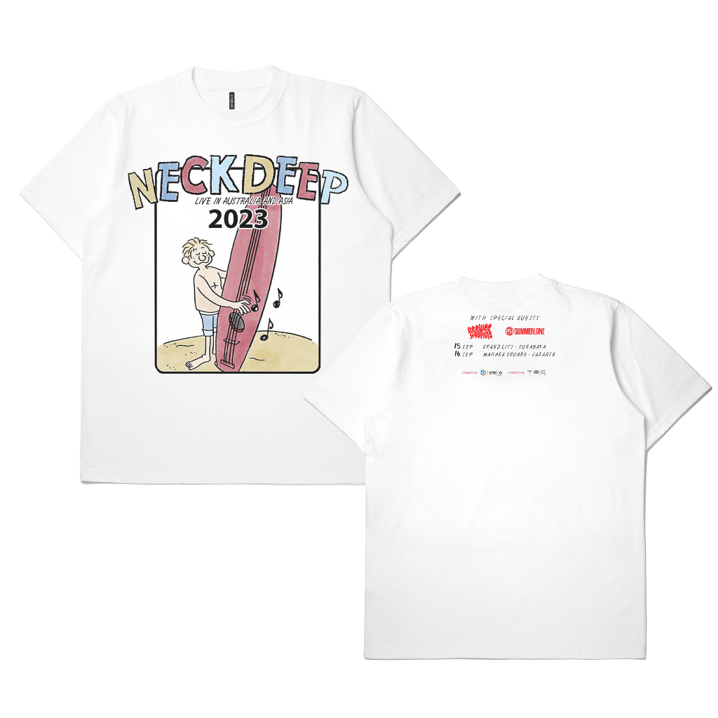 Jual T-Shirt Band Neck Deep Live In Australia And Asia 2023 White ...