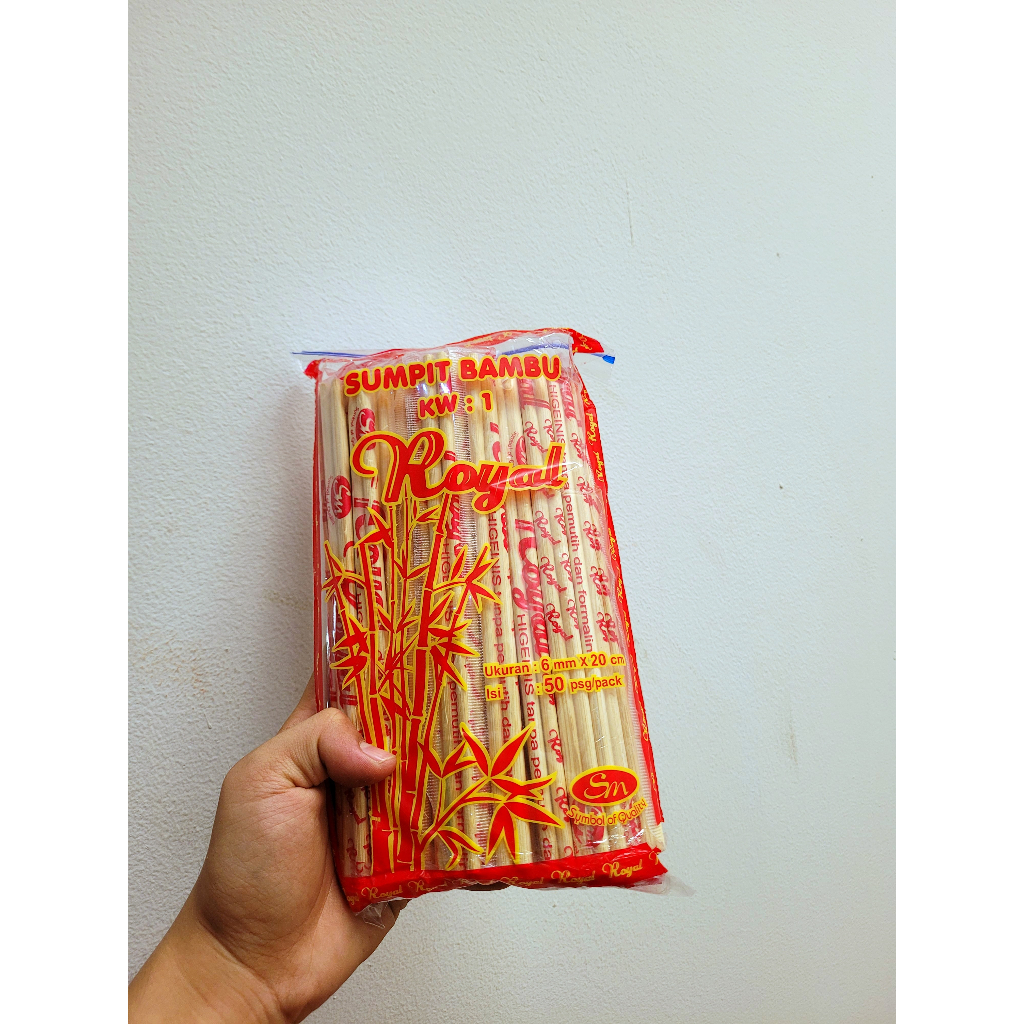 Jual Sumpit Bambu Merk Royal / Sumpit Bakmie Ramen 1 Pack isi 50 Pasang ...