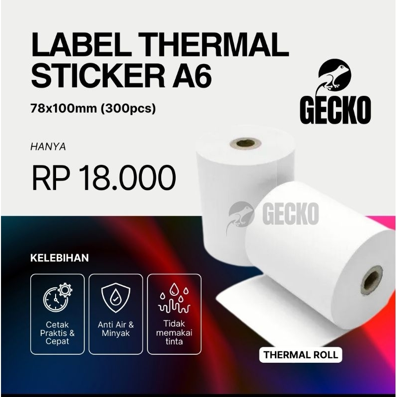 Jual LABEL THERMAL STICKER BARCODE 78 X 100mm A6 300pcs | Shopee Indonesia