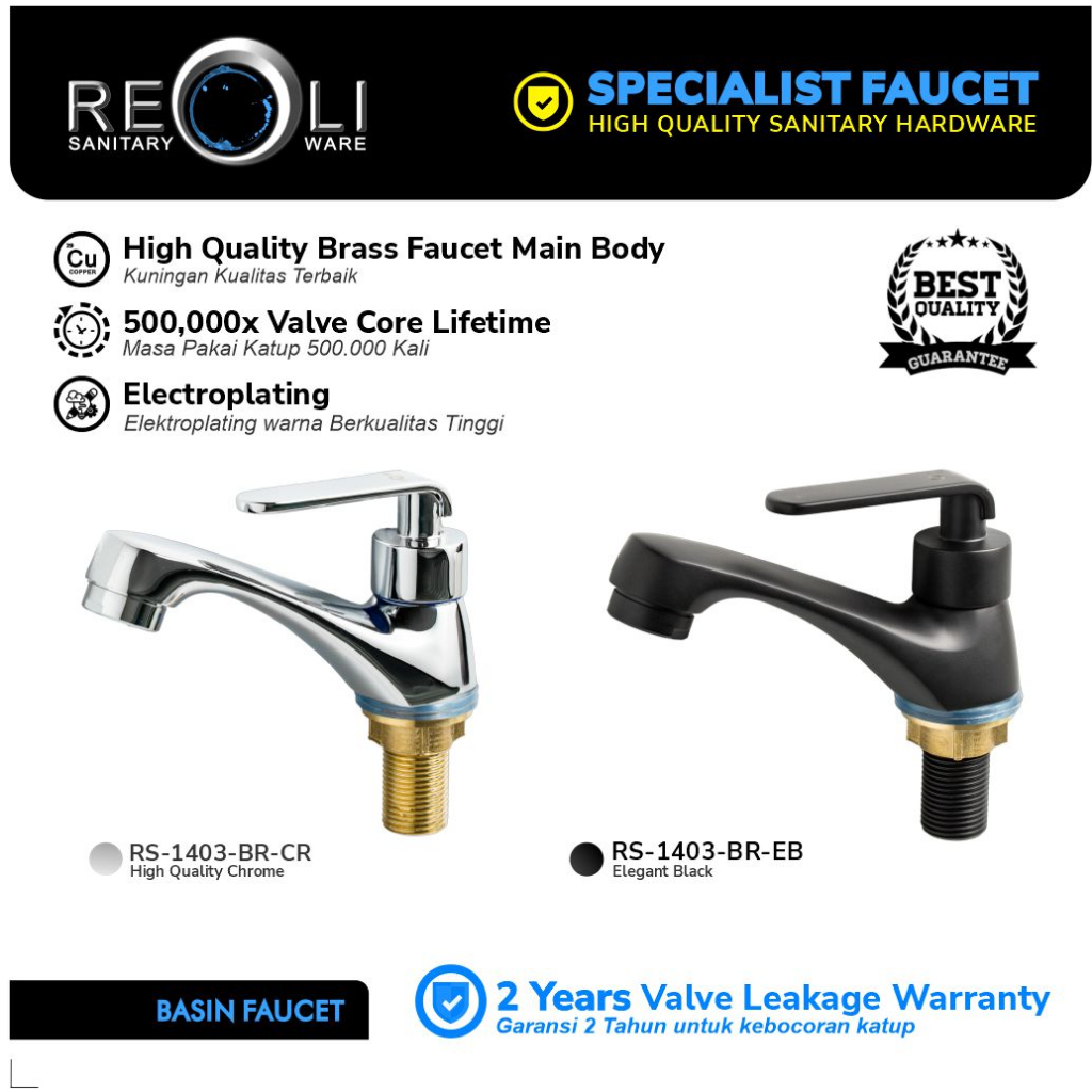 Jual REOLI Keran Wastafel Cuci Tangan Meja Basin Sink Chrome Black ...