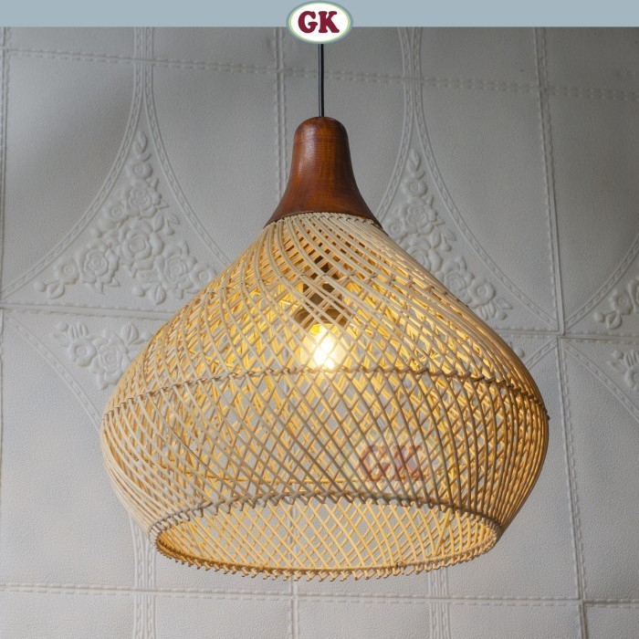 Jual D40 kap lampu gantung cafe lampu dekorasi /lampu rotan 1047 ...