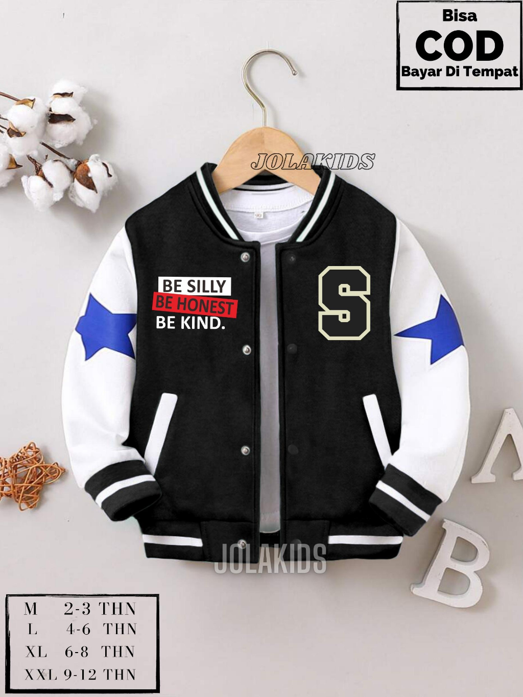 Jual Jaket Varisty Anak INISIAL S & J Umur 2-12 Tahun Jaket Baseball ...