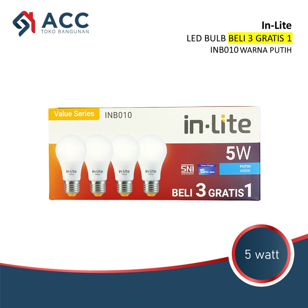Jual INLITE INB010 VALUE SERIES PAKET MURAH LED BULB 5W 5 WATT | Shopee Indonesia