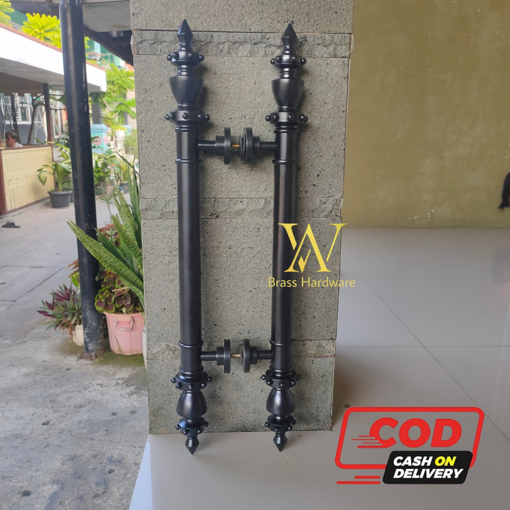 Jual Handle Pintu Rumah Kuningan Antik Motif Gotri Hitam Doff 65 cm 2 ...