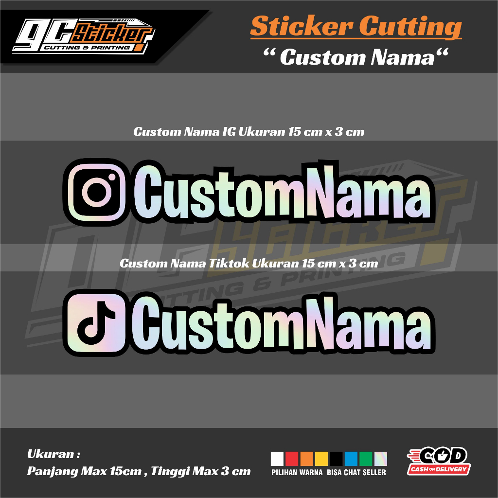 Jual STICKER CUTTING CUSTOM NAMA//STIKER CUSTOM NAMA IG TIKTOK | Shopee ...