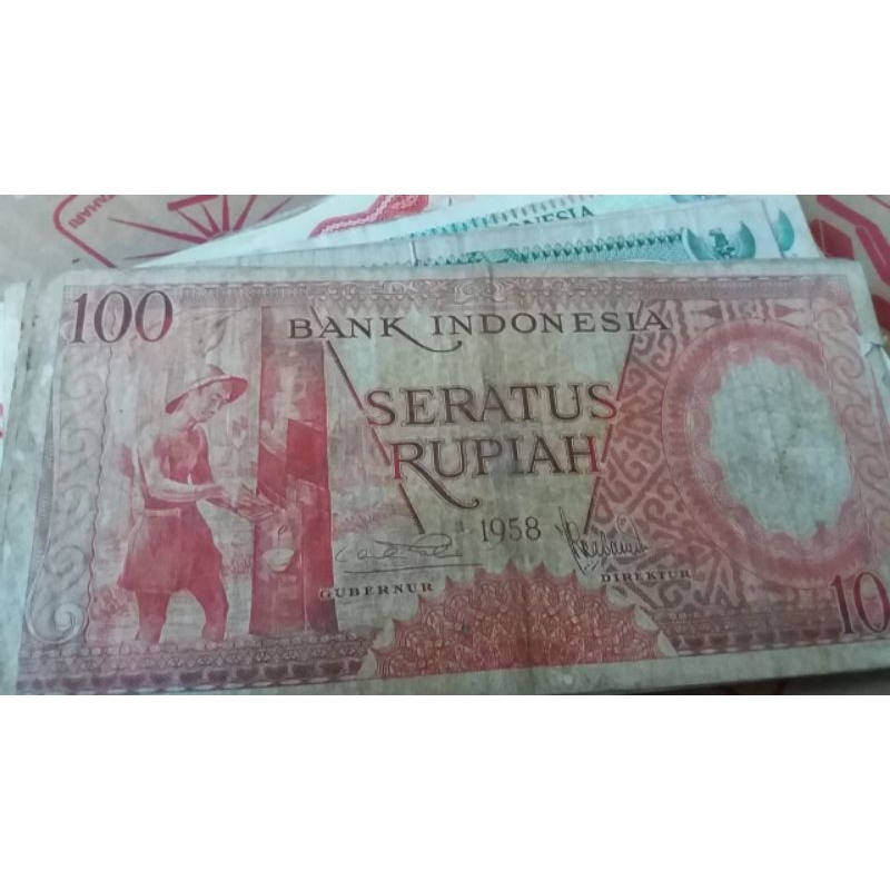 Jual UANG KERTAS KUNO 100 RUPIAH TAHUN 1958 ASLI | Shopee Indonesia