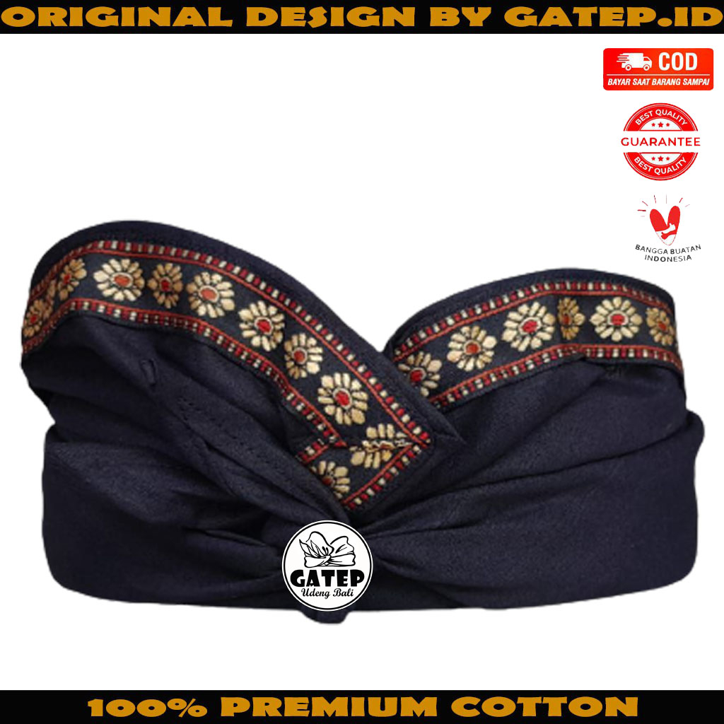 Jual Udeng Bali Hitam Polos Lis Bunga Matahari Setengah Jadi / Ikat ...