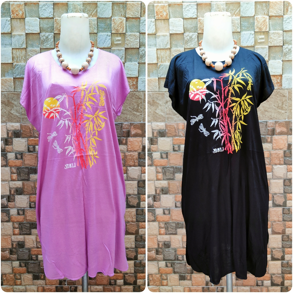 Jual Daster midi Bambu Bali Jumbo uk-XXL, pilih motif geser, daster ...